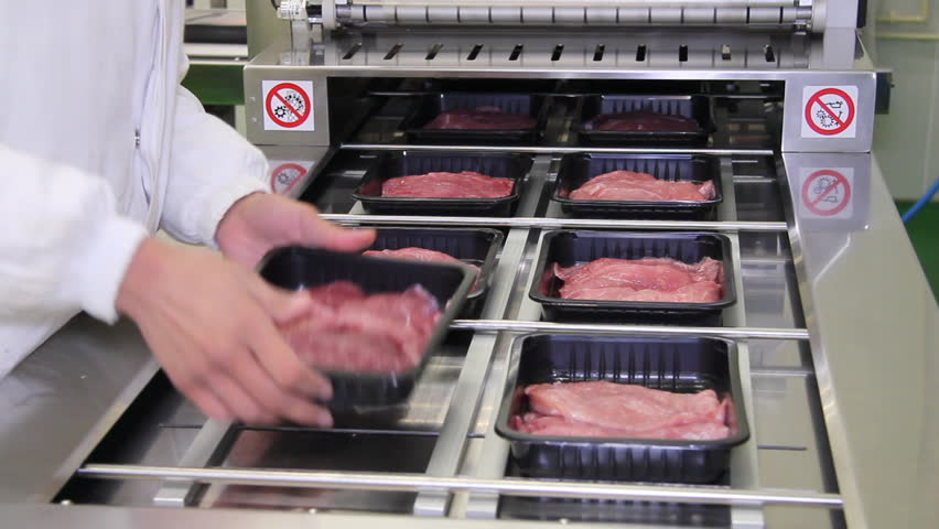 Stock video of packaging of beef meat on the | 7716472 | Shutterstock