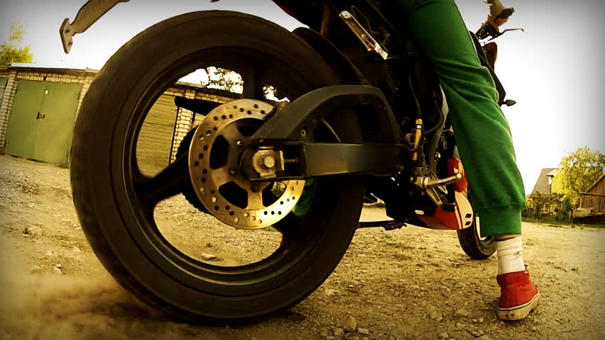 Motorcycle Spinning Wheel, Close up Stock Footage Video (100% Royalty ...