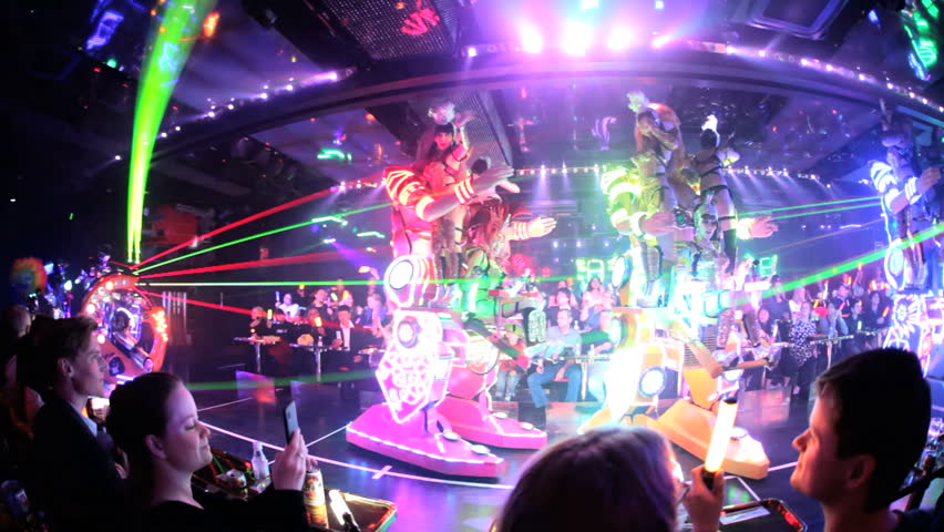 Tokyo - June 2014: Robot Restaurant Illuminated Robotic Borg Laser Show ...