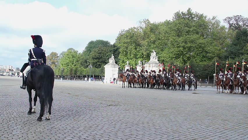 Belgian Cavalry Guards On Royal Stock Footage Video (100% Royalty-free ...
