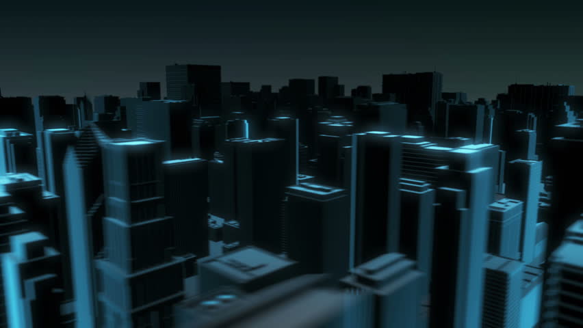 Seamless Looping Animation Of A 3d City Skyline, Nighttime Stock ...