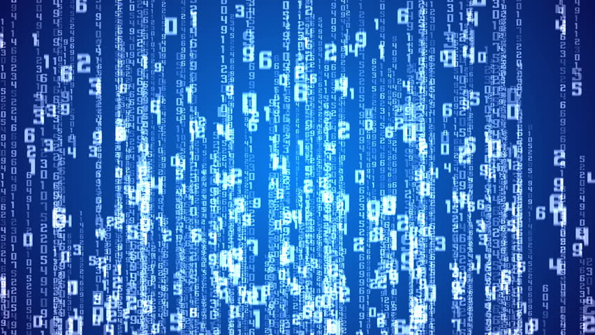 Digital White Numbers As Code Rain On A Blue Background Stock Footage ...