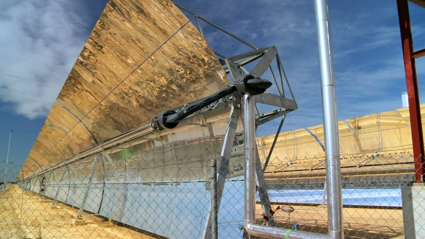 Parabolic Trough Solar Panels Producing Stock Footage Video (100% ...