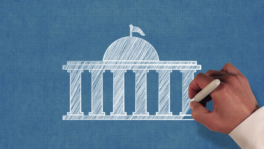 Hand Drawing a Government Building Stock Footage Video (100% Royalty ...