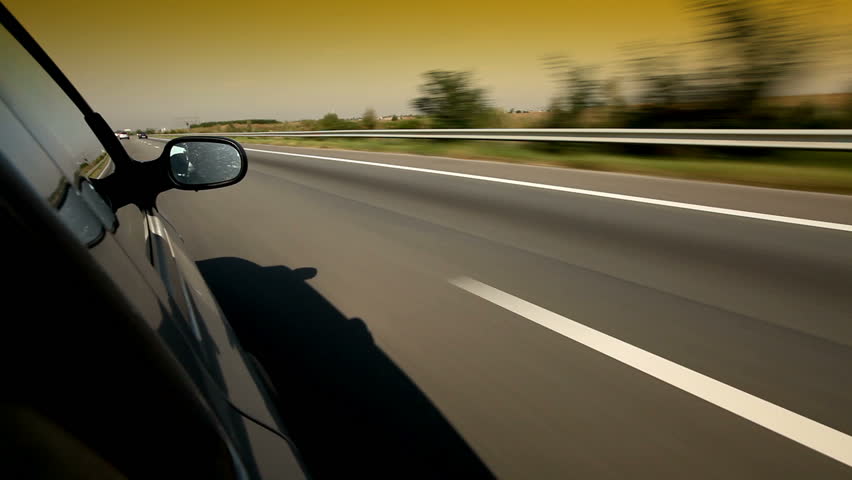 Highway, Motorway Run. Side Window Car View. Travel Motion Background ...