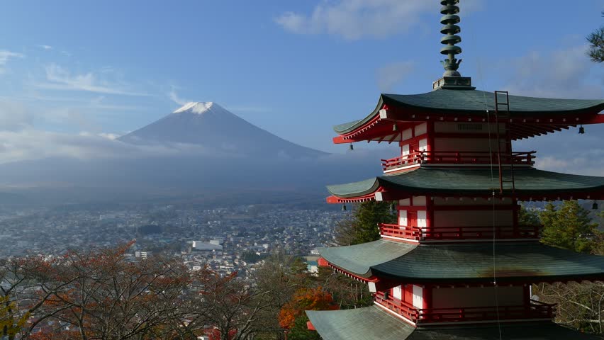 Mount Fuji and Chureito Pagoda, Stock Footage Video (100% Royalty-free ...