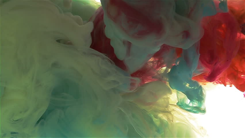 Color Drop Falling In Water Creating A Color Spread. Isolated On White ...