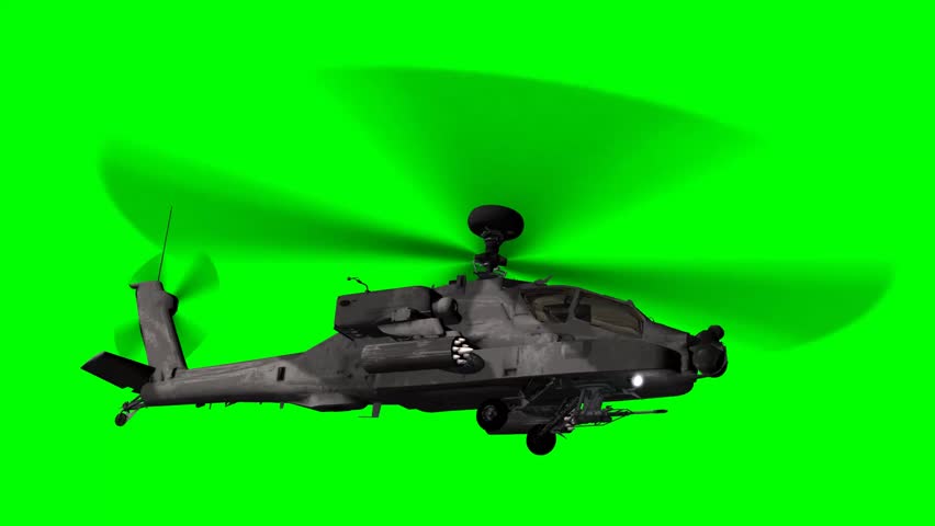 Boeing AH-64 Apache Helicopter After Landing Green Screen Video Footage ...