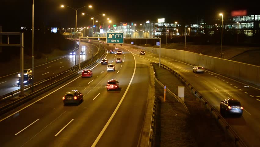 ATLANTA GEORGIA, FEBRUARY 16, 2014: Flowing Traffic Night Time Lapse On ...
