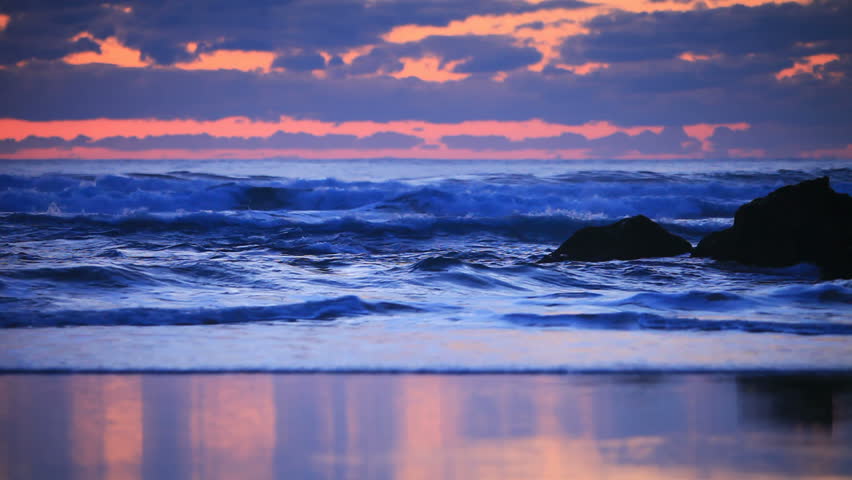 Bright Sunset, Surf Wave and Stock Footage Video (100% Royalty-free ...