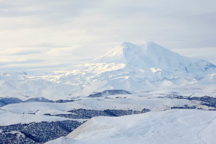Polar Rocky Mountains Snow. A Scenic View Of A Polar Region. White Snow ...