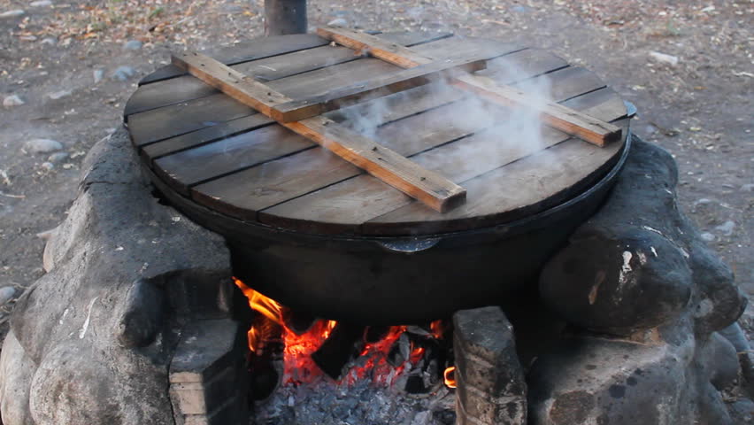 Stock video of cauldron in burning forge, summer picnic, | 917842 ...