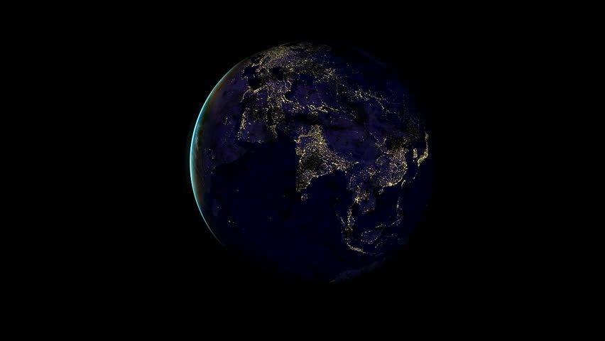 Realistic Earth. 4k Slowly Rotating Earth With Night Lights, Seamless ...