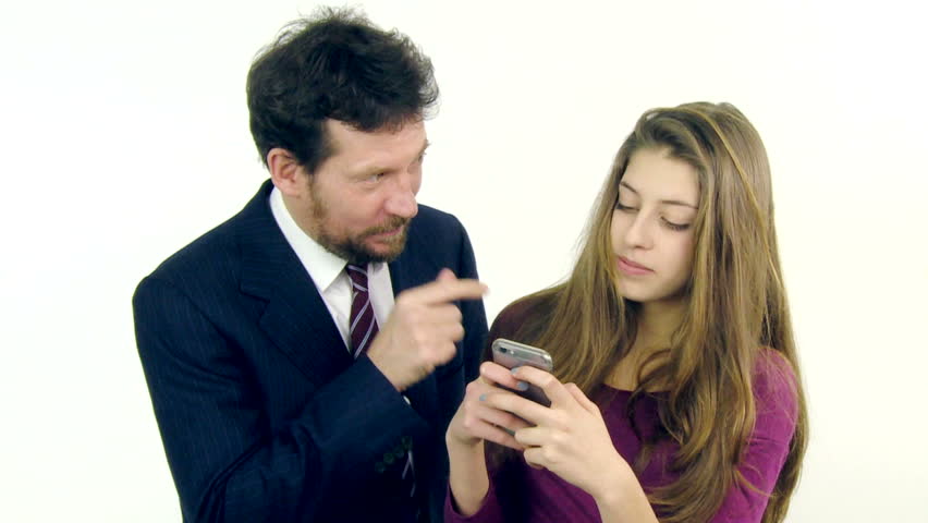 Stock Video Clip of Father getting angry with daughter addicted to ...