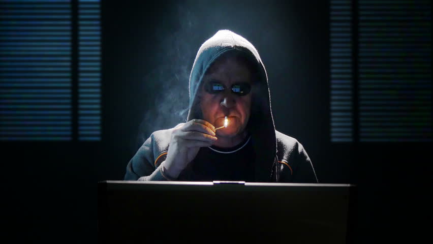 A Smoking Internet Hackers Mimic. Dolly In Shot. 4k UHD. 11625 Videos ...